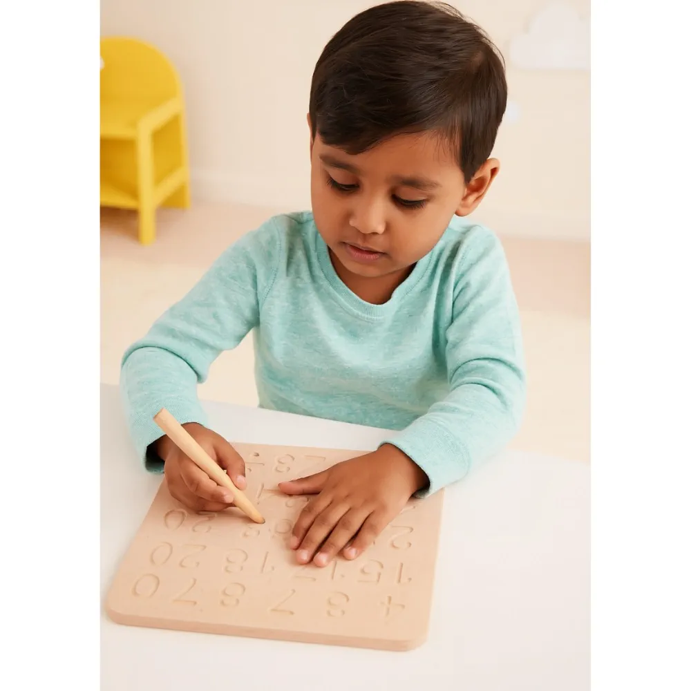 Number Tracing Board – Wooden Montessori Learning Board for Kids